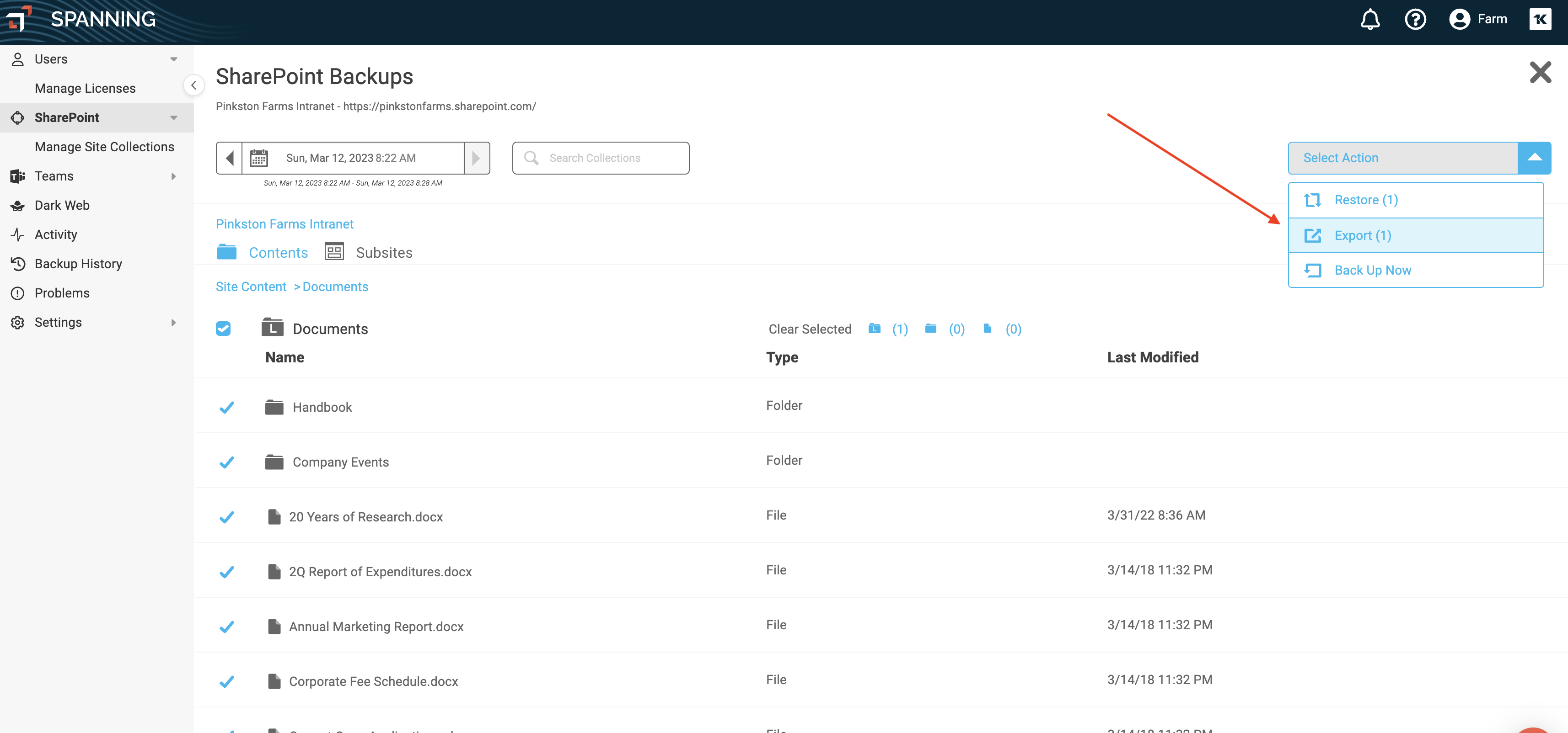 How Do I Export SharePoint Data From Spanning Kaseya