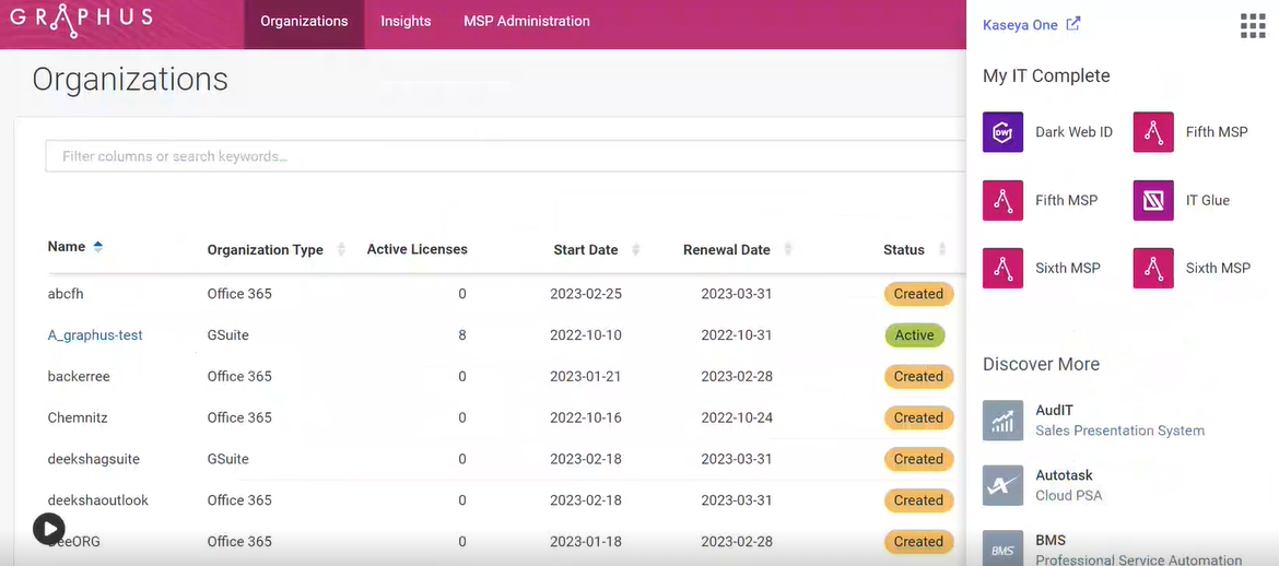 Enabling KaseyaOne Unified login for Graphus – Kaseya