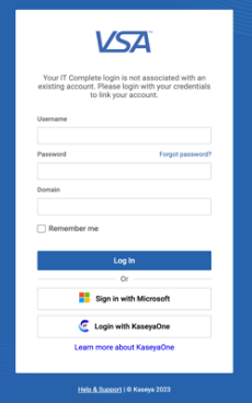IT Complete Single Sign-On Integration – Kaseya