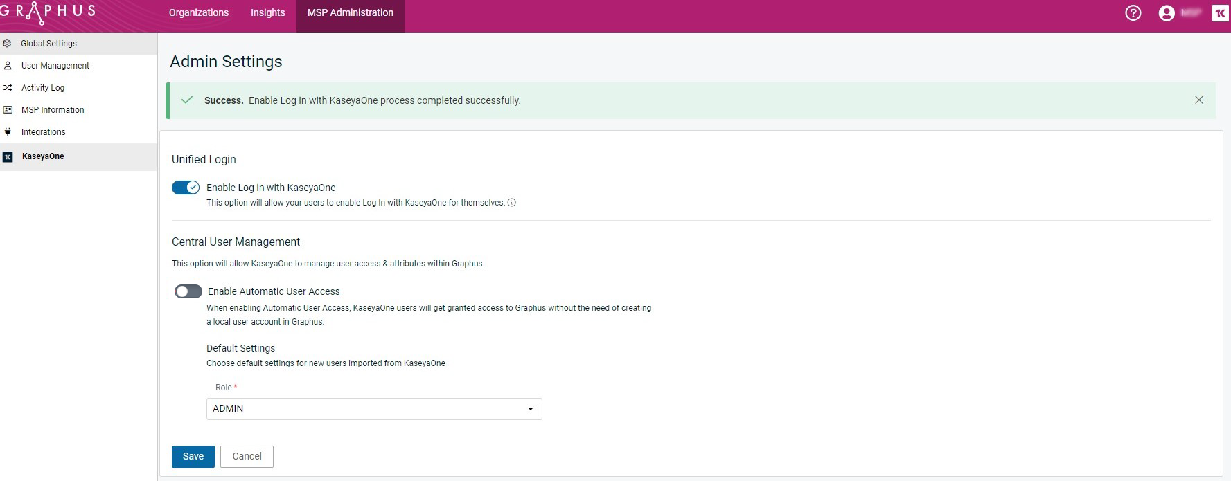 Set up Automatic User Access with KaseyaOne for Graphus – Kaseya
