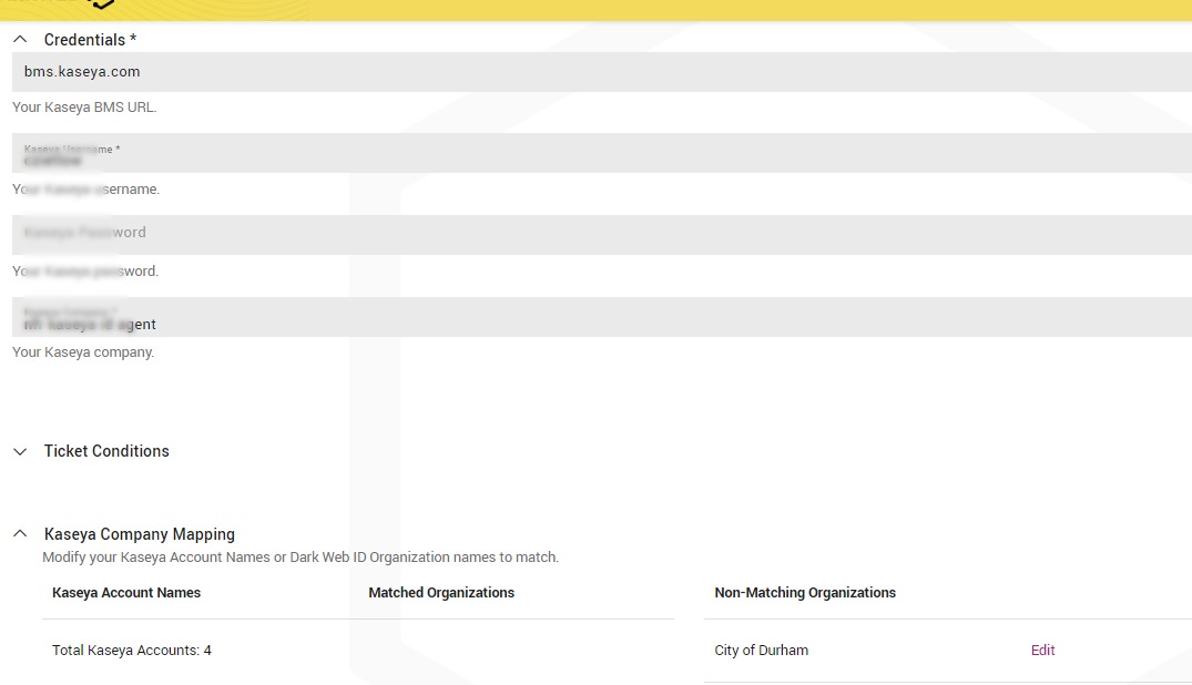 Dark Web ID Integration with BMS – Kaseya