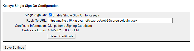 Adding the Virtual System Administrator (VSA) for Single Sign On – Kaseya Adding the Virtual System Administrator (VSA) for Single Sign On – Kaseya